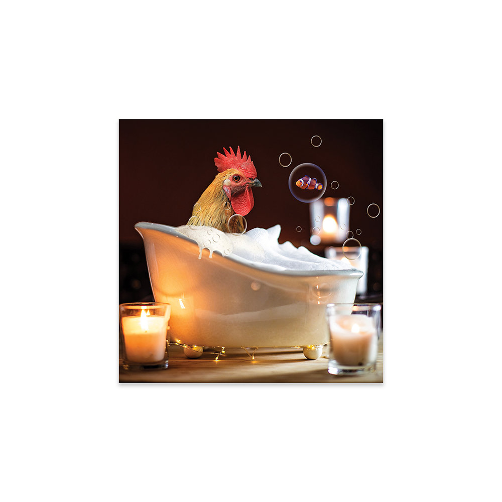 Trinx Rooster Bubble Bath by Karen Burke - Unframed Photograph | Wayfair